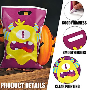 CCINEE 72pcs Halloween Treat Bags, Pumpkin Plastic Candy Tote Bags for Kids Trick or Treat Halloween Party Supply