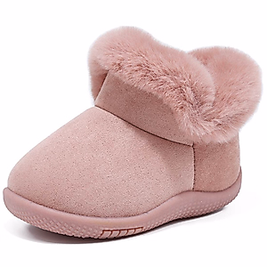 KEESKY Baby Girl Winter Boots Pink Winter Warm Shoes Fur Lined Toddler Size 5 M