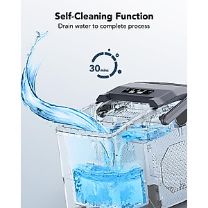 BEBISUNY Ice Makers Countertop - Ice Maker Machine 6 Mins 9 Bullet Ice, 26 Lbs/24 Hrs, Portable Countertop Ice Maker with Self Cleaning Function, Ice Maker for Home/Kitchen/Party, Stainless Steel