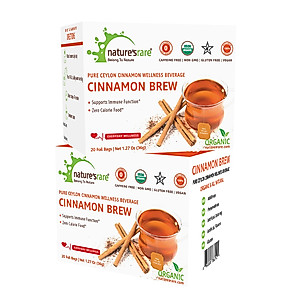 Pure Ceylon Cinnamon Brew – 100% Organic Pure CEYLON CINNAMON TEA Bags (40 Sachets – Pack of 2 – 20 COUNTS PER PACK | CAFFEINE-FREE)