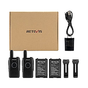 Retevis RT18 Rechargeable Walkie Talkies,Portable FRS Two-Way Radios,Dual PTT,Metal Clip,Small Mini Walkie-Talkie for Seniors Skiing Family Camping Elderly Easter Basket Stuffers for Kids(2 Pack)