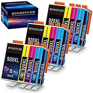 BINKSYLER 920XL Ink Cartridges Combo Pack Compatible with HP 920 Ink Cartridges for HP OfficeJet 6500 6500A 7500 7500A 7000 6000 E709 E710 6500A Plus Printer (3BK,3C,3M,3Y) 12 Pack