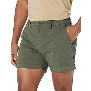 Amazon Essentials Men's Slim-Fit 5" Flat-Front Comfort Stretch Chino Short (Previously Goodthreads), Dark Green, 32