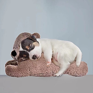 HonourHope Dog Heartbeat Toy for Anxiety Relief, Dog Soft Plush Toy Pet Calming Puppy Behavioral Training Aid Toy Pet Companion Pillow for Puppy Dog Cat Kitty Pets - Bear