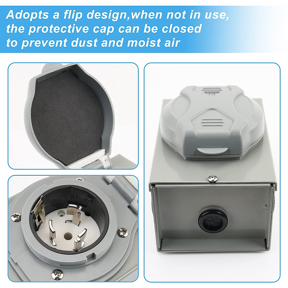 Luckyweld 50Amp Generator Power Inlet Box,125/250V, 12500W,NEMA SS 2-50P Generator Inlet Box,Waterproof, Outdoor Use