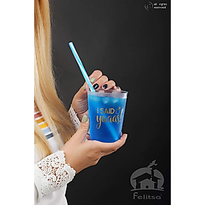 Felitsa Bachelorette Party Cups - I Said Yaaas Style (16 pcs, 16 Oz.) - Engagement Party Decoration and Bridal Shower Gift