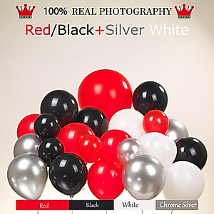 Kozee Black Red silver White Balloon Garland kit 146Pcs and Mylar starburst balloons for Birthday Party 2024 graduation prom day baby shower Decorations