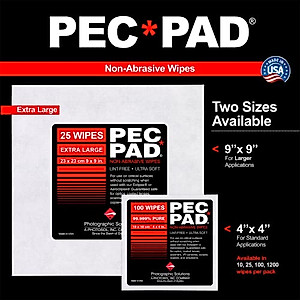 PEC-12 Photographic Emulsion Cleaner Kit and PEC-PAD Lint Free Non-Abrasive Wipes 4"x4" 100 Sheets per/Pkg - for Cleaning Film, Photo Negative, B&W Slide - Dropper Tip (59ml) 2oz