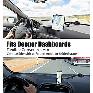 Charchendo Car Dashboard Phone Mount for Samsung Galaxy Z Fold, Windshield Tablet Holder with Suction Cup Compatible with Samsung Galaxy Z Flip 3 4, Z Fold 3 4, iPad Pro Air Mini and 4-12.9'' Devices