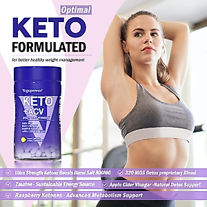 VEGEPOWER Keto Pills Apple Cider Vinegar Weight Loss Fat Burner Ketosis Diet Support Boost Energy Ketones Supplement with ACV for Women Men 90 Capsules