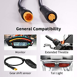 baluoqi Extension Cable 2Pin/3Pin/4Pin/5Pin/6Pin/8Pin/9Pin Waterproof Plug Works for Electric Bicycle Light/Throttle/Ebrake/Display Ebike Parts Extend Cable (3pin 80cm)