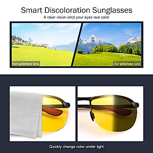 YIMI Polarized Photochromic Driving z87 Sunglasses For Men Women Day and Night safety glasses (photochromic/Yellow)