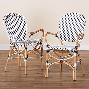 Baxton Studio Naila Natural Rattan Dining Chair, 2-Piece Set, Black