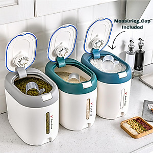 Kitchen Airtight Food Storage Container with Lid for Rice, Cereal, Flour, Sugar, Grains and Dog Food Storage - 11 lbs, Gree