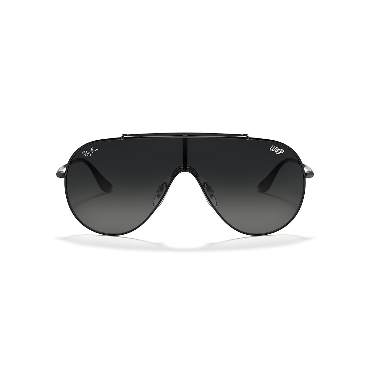 Ray-Ban RB3597 Wings Shield Sunglasses, Black/Grey Gradient Dark Grey, 33 mm