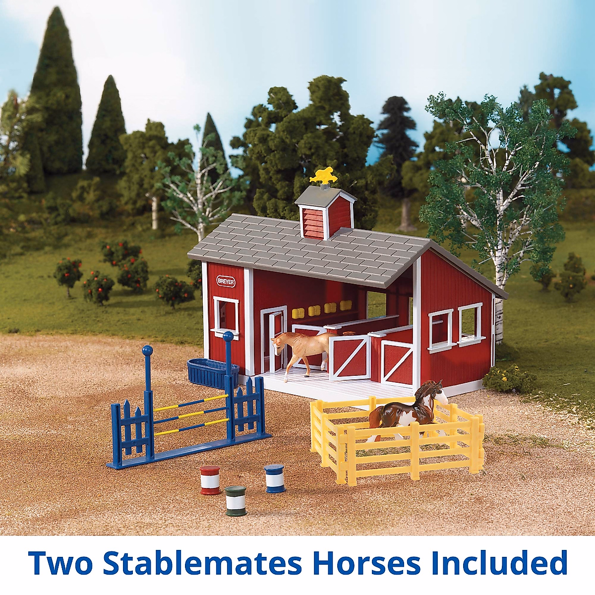 59197 Stablemates Red Stable Set with Two Horses, N/a