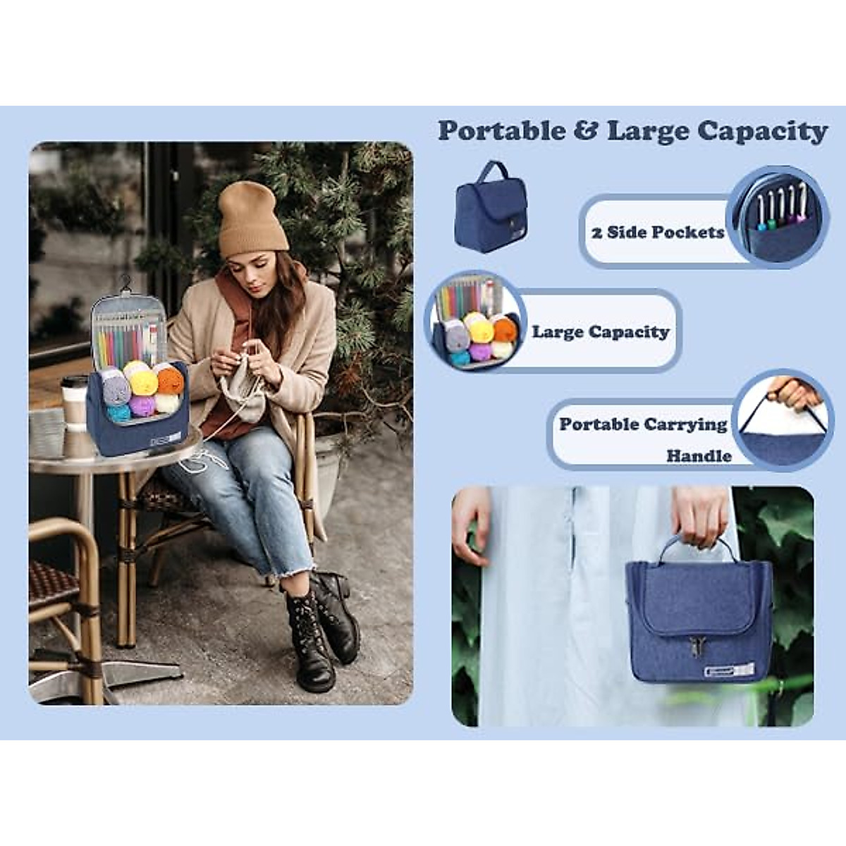 Yarniss Crochet Kits for Beginners, All in One Crochet Kits with 840 Yards Crochet Yarn, 10 Size Ergonomic Crochet Hooks 2.0mm~6.5mm