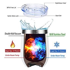 Waldeal Cows Wine Tumbler with Lid and Straw, Stainless Steel nsulated Wine Cup 12oz for Coffee, Champaign, Cocktail, Beer, Ice Cream