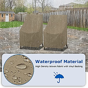 SunPatio Outdoor High Back Chair Covers, Heavy Duty Waterproof Stackable Patio Chair Covers, Fade and UV Resistant Patio Furniture Covers, All Weather Protection, 2 Pack -27" W x 30" D x 42" H, Taupe