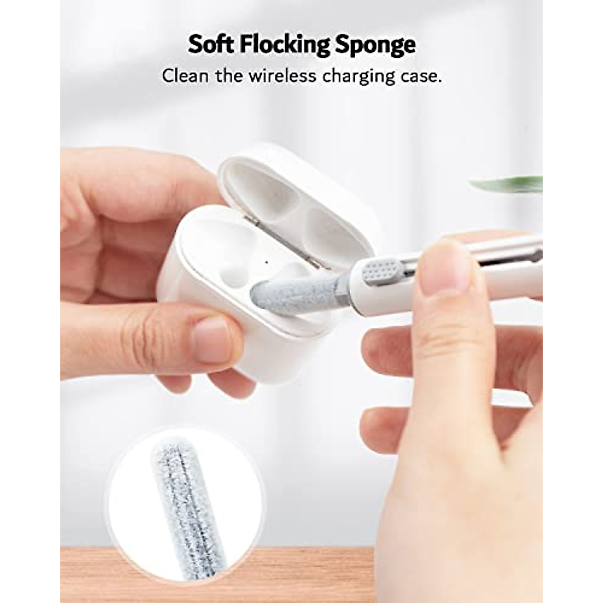 Sampoet 4-in-1 AirPods Cleaner Kit, New Generation Multifunctional Airpods Cleaner with Soft Brush for Earbud, Headphone, Keyboards, Camera, Mobile Phone (White 1 Pack)