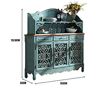Buffet Sideboard Villa Decor Kitchen Console Table Sideboard Retro Old Cabinet Three-Layer Cupboard Storage Sideboard Entrance Cabinet Living Room Kitchen Storage Cabinet ( Size : Double door 152.8*35