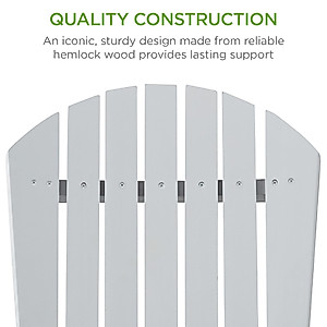 Best Choice Products Folding Adirondack Chair Outdoor Wooden Accent Furniture Fire Pit Lounge Chairs for Yard, Garden, Patio w/ 350lb Weight Capacity - Gray