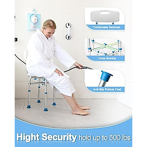 FSA HSA Heavy Shower Chair for Inside Shower with Back, Padded Shower Chair for Inside Bathtub with Grab Bar, Adjustable Shower Stool for Inside Shower for Senior/Elderly/Pregnant by SOUHEILO