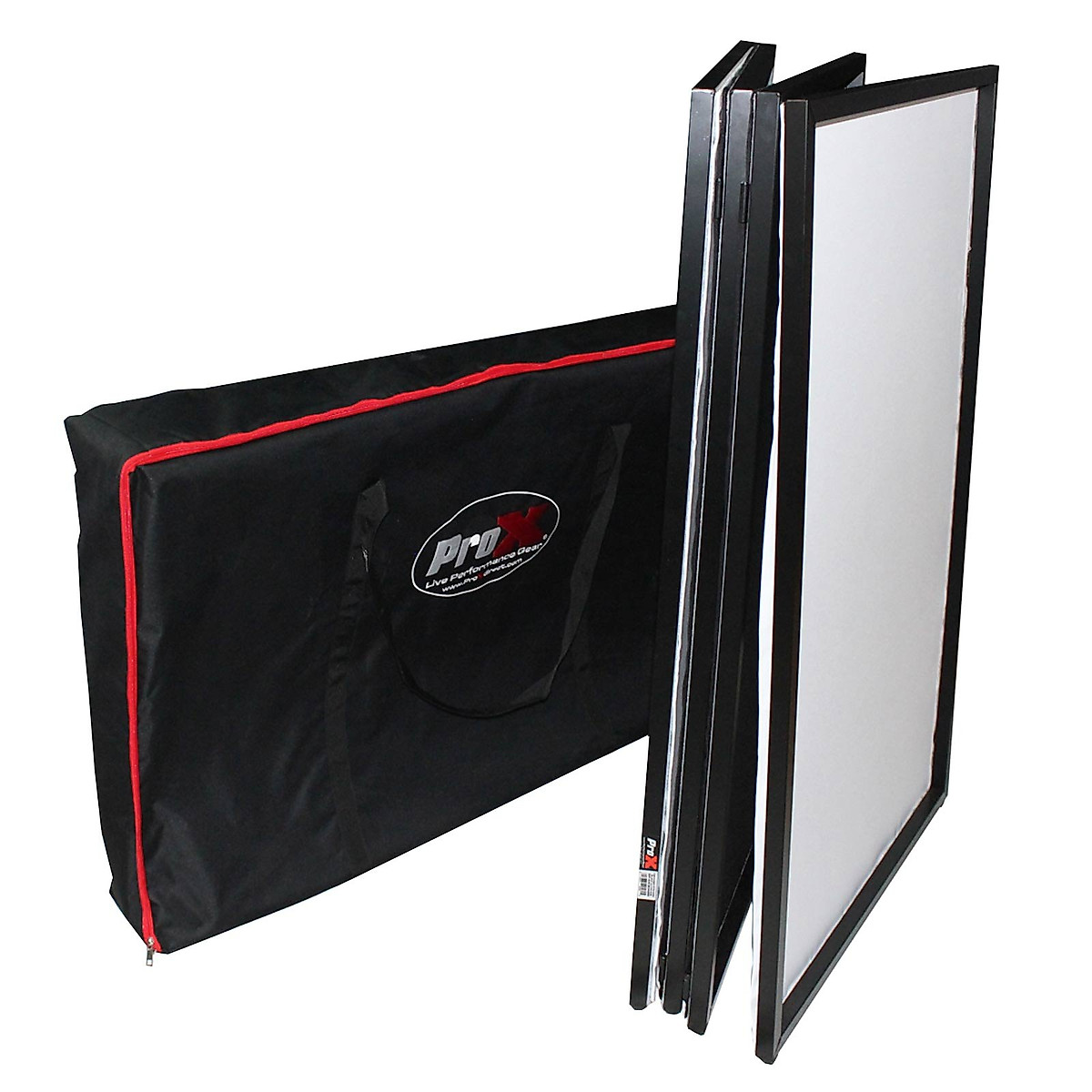 ProX XF-4X3048 DJ FACADE 4x Black Collapse and Go Facade Panels with Carry Bag, Black & White Scrims