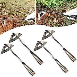 Mixweer 4 Pcs Garden Hoe Hollow Hoe Garden Tool All Steel Hardened Hollow Hoe Edger Weeder Black Sharp Hoe Weeding Tool Shovel for Backyard Weeding, Soil Loosening, Farm Planting