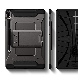 Spigen Tough Armor Pro Designed for Galaxy Tab S8 Plus Case (2022) / Galaxy Tab S7 Plus Case (2020) with S Pen Holder - Gunmetal