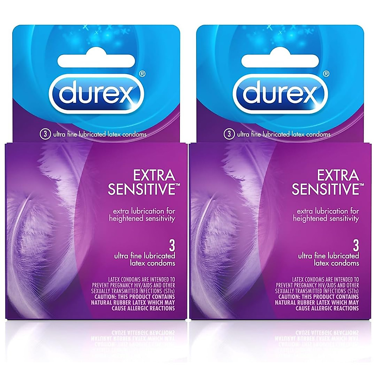 Durex Extra Sensitive Ultra Thin Lubricated Latex Condoms - 3 ct, Pack of 2