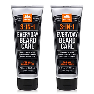 Pacific Shaving Company 3-in-1 Beard Care - Ultra-Concentrated Formula Softens Scruff, Conditions, Tames, and Moisturizes Skin for Any Beard Length - Clean Beard Grooming Products 7 Fl Oz (Pack of 2)