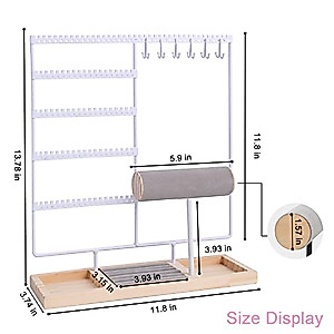 GVIZNO Earring Holder, Earring Stand Display with 108 Holes, Jewelry Organizer with Bracelet Holder, Jewelry Stand Holder for Bracelets, Necklaces, Rings, Watches(white)