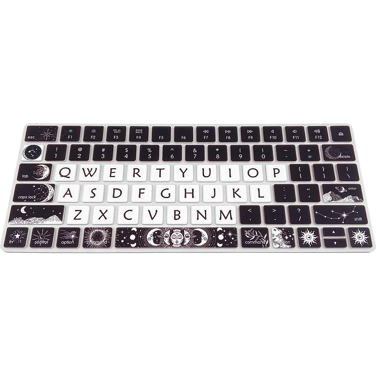 Cute Keyboard Cover Skin for Apple iMac Magic Keyboard 2nd Gen (Model: A1644) Without Numeric Keypad, Silicone Protective Skin, Sun and Moon