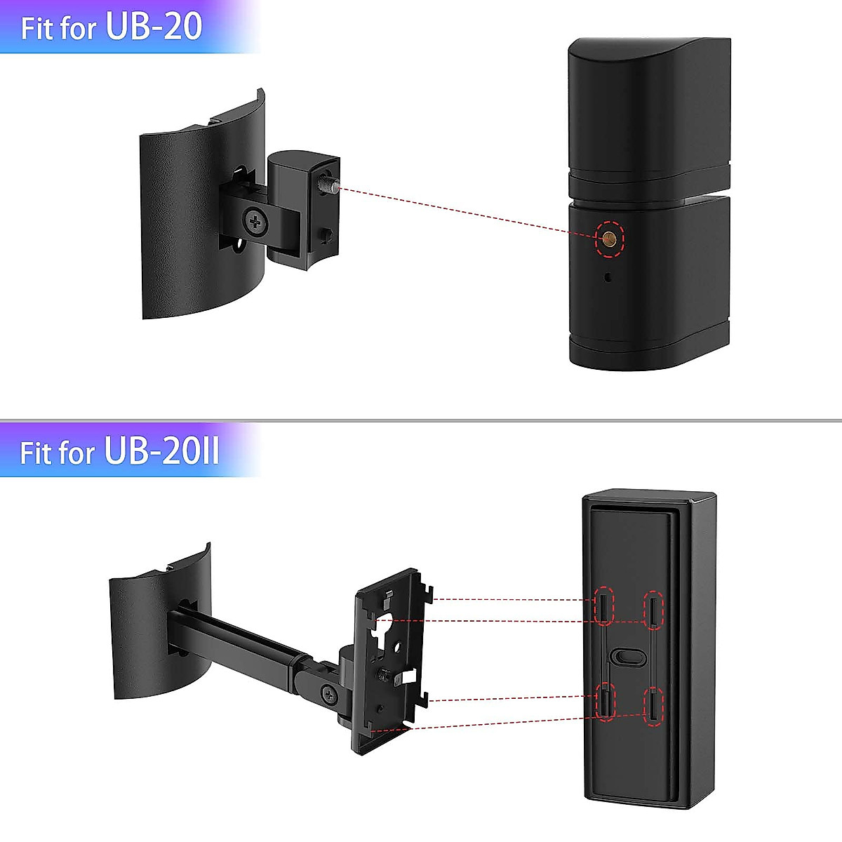 Dinghosen Wall/Ceiling Mount Bracket for UB-20 Series II ST535 ST525 ST520 535III 525III CM520 Virtually Invisible 300 Lifestyle 600 SoundTouch JC-II AM6-V AM10-V AM10IV Black (Set of 5)