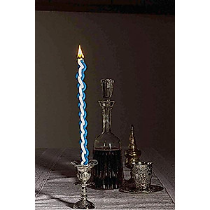 Ner Mitzvah Braided Havdalah Candle - 2-Pack - Round Blue and White Paraffin Wax - Handcrafted Havdallah Candle - Shabbat Judaica Gift