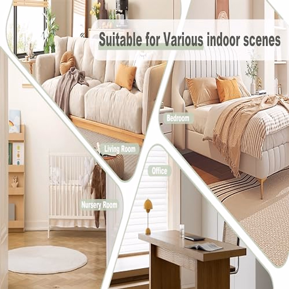 HForesty Teddy Rocking Chairs, Glider Chair for Nursery with Armrests, Upholstered Velvet Nursery Chair with Headrest, Glider Rocker with Backrest, Comfy Chair for Bedroom, Living Room, Kitchen