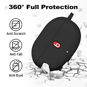 MOLOVA Silicone Case for 2021 New Beats Studio Buds, Anti-Lost Shockproof Protective Cover with Keychain Easy Carrying Replacement Case with Carabiner（Black）