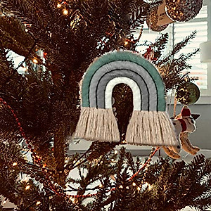 YMVV Rainbow Macrame,Woven Boho Rainbow Wall Hanging with Tassels,Cute Wall Decor for Nursery,Suitable for Festival Ornaments Baby Shower Wedding Green Rainbow Decor(5.5 x 0.5 x 5)