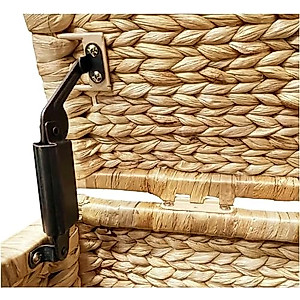 eHemco Heavy-duty Water Hyacinth Wicker Storage Trunk with Metal Frame, 30 by 17.5 by 17.5 Inches, Natural