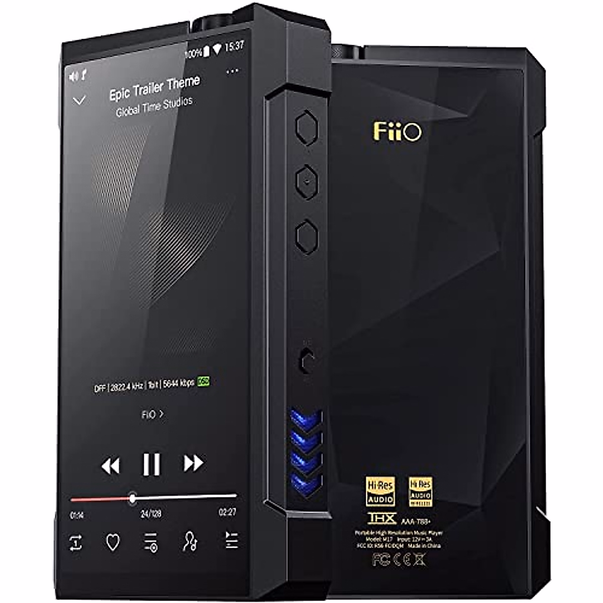 FiiO M17 MP3/MP4 Player Music Player High Resolution Bluetooth Portable Desktop Audio Player 6.3mm/4.4mm Android 10 Lossless Apple Music for Home/Car Audio/Speaker/Preamplifier 9200mAh Battery