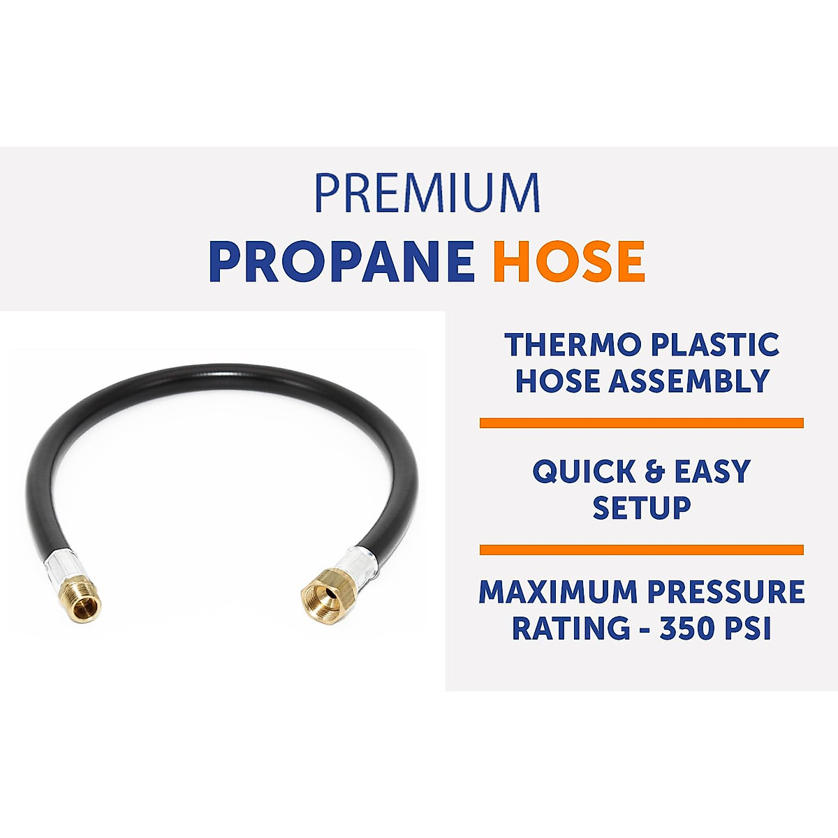 Flame King Propane Thermo Plastic Rubber Hose Assembly, 24-inch, 3/8-inch ID for RVs and Travel Trailers