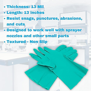 ACCUPOUR Measuring Pitcher, Plastic, Multipurpose - Great for Chemicals, Oil, Pool and Lawn - Ounce (oz) and Milliliter (mL) Increments, Bundle with ACCUTECH Nitrile Gloves (13 mil) XL (32oz)