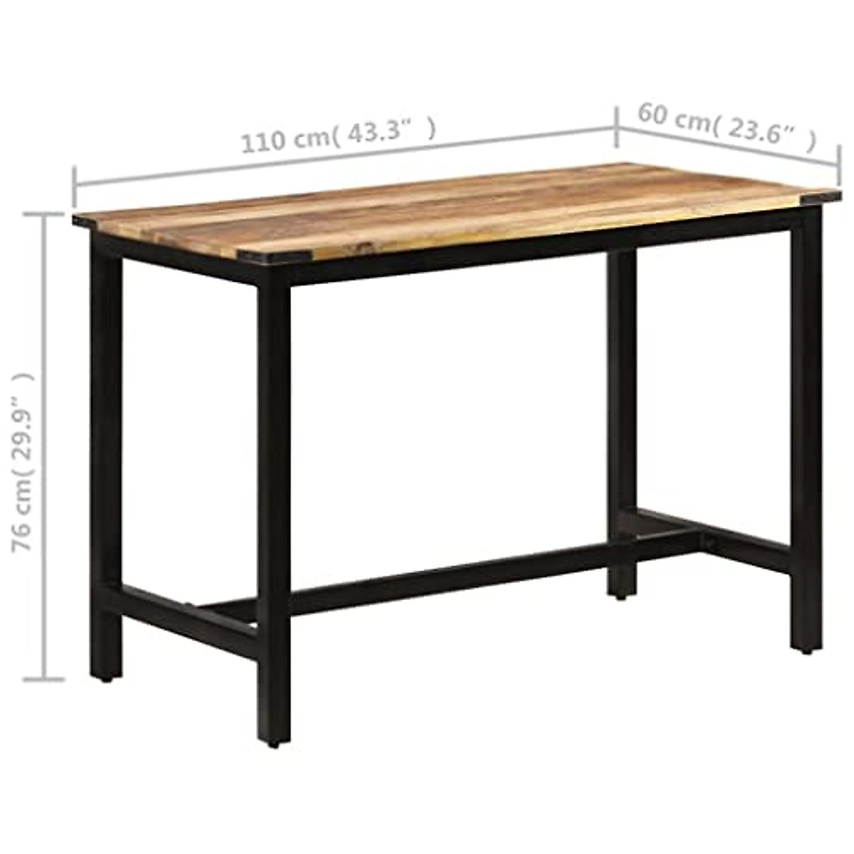 WHOPBXGAD Dining Table,Wooden Dining Table, Industrial Kitchen Table Suitable for Small Spaces, Flats, Bars, Restaurants,43.3"x23.6"x29.9" Solid Wood Mango