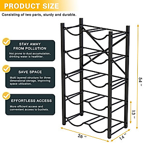 Semoprus 5 Gallon Water Bottle Holder for 10 Bottles, 5 Tiers Heavy-Duty Water Cooler Jug Rack with Reinforcement Frame for Home, Office, Restaurant