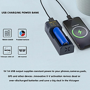 WANGDAJIEDIAN 18650 Battery Charger, Universal for 3.7V Li-ion & 1.2V Ni-MH/Ni-Cd Batteries, LCD Display, Safe Charge Protection, Portable USB Charging