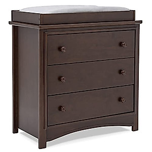 Delta Children Perry 3 Drawer Dresser with Changing Top, Greenguard Gold Certified, Walnut Espresso
