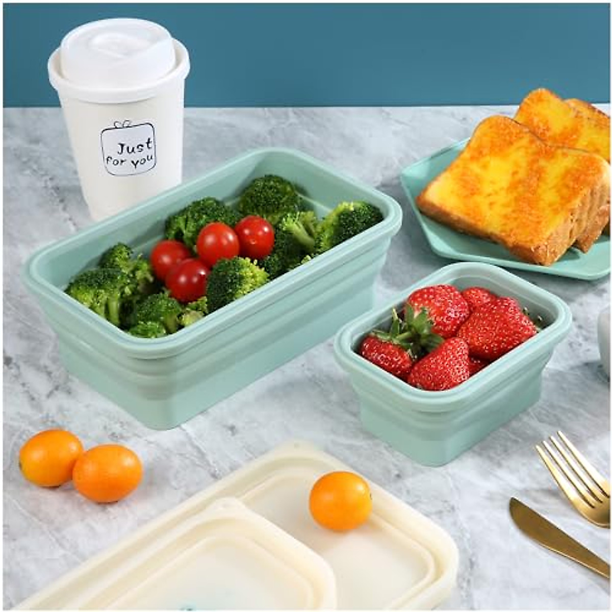 Josoft Collapsible Bowls with Lids 41oz Food-grade Silicone Bowl Free BPA,Folding Mixing Bowls Camping kitchen Essentials,Large and Smalls Nested to Save Space