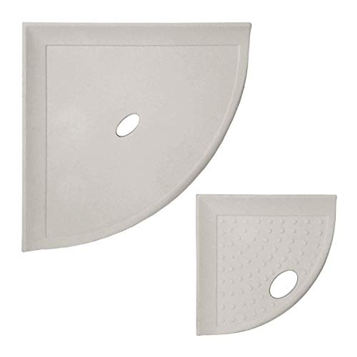 Questech Décor 8 Inch Corner Shower Shelf and 5 Inch Shower Caddy Foot Rest, Metro Flatback Wall Mounted Bathroom Shower Organizer, Gray Matte