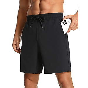 CRZ YOGA Men's Linerless Workout Shorts - 7'' Quick Dry Running Sports Athletic Gym Shorts with Pockets Black Large